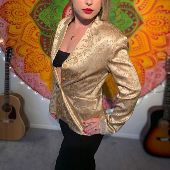 Vintage | Jackets & Coats | Vintage Gold Blazer Jacket | Poshmark